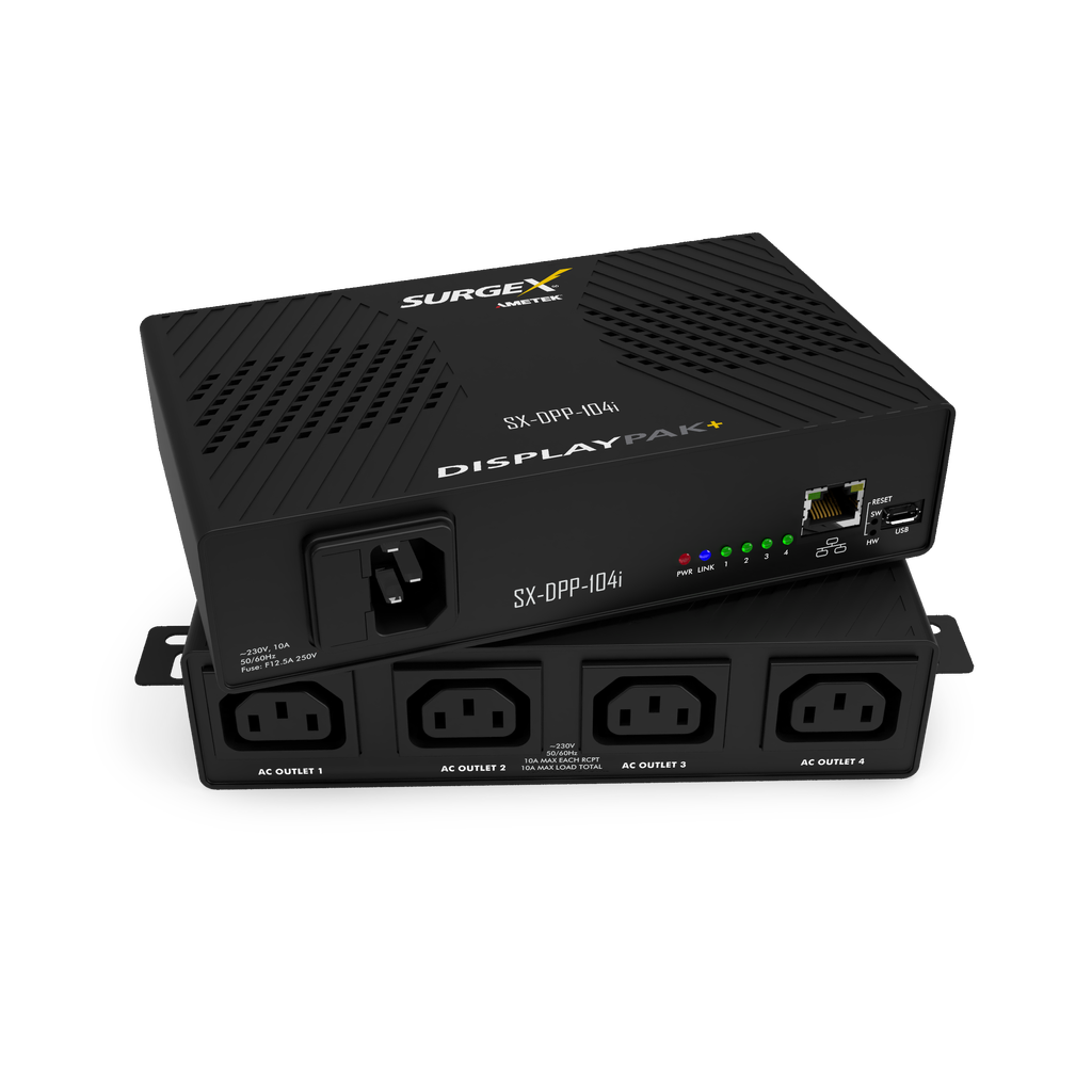 SurgeX Display Pak+ IP-styrt, 10A 4xC13 Smart PDU m/overspenningsvern ...